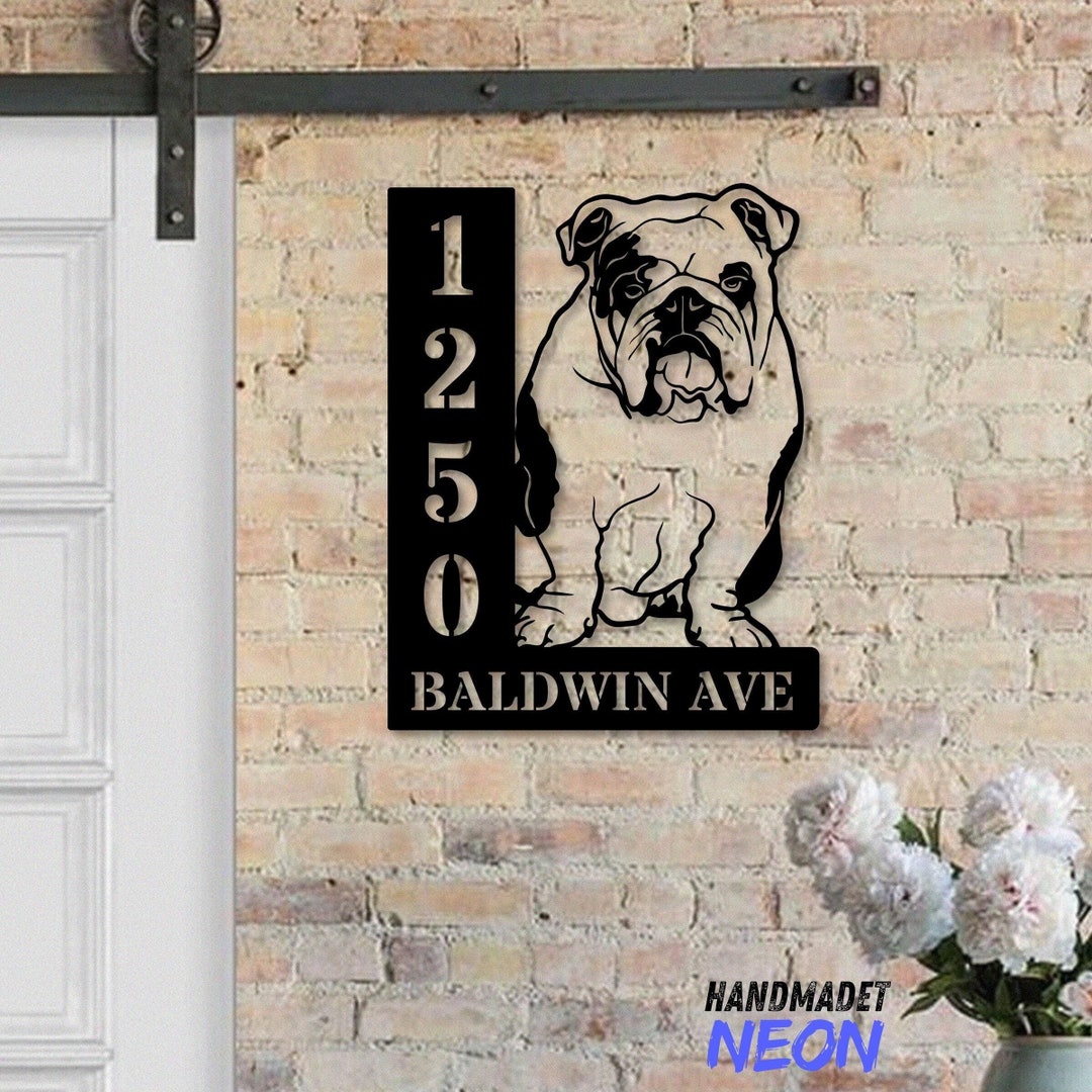 Personalized American Bulldog House Number, Bulldog Home Number Metal ...
