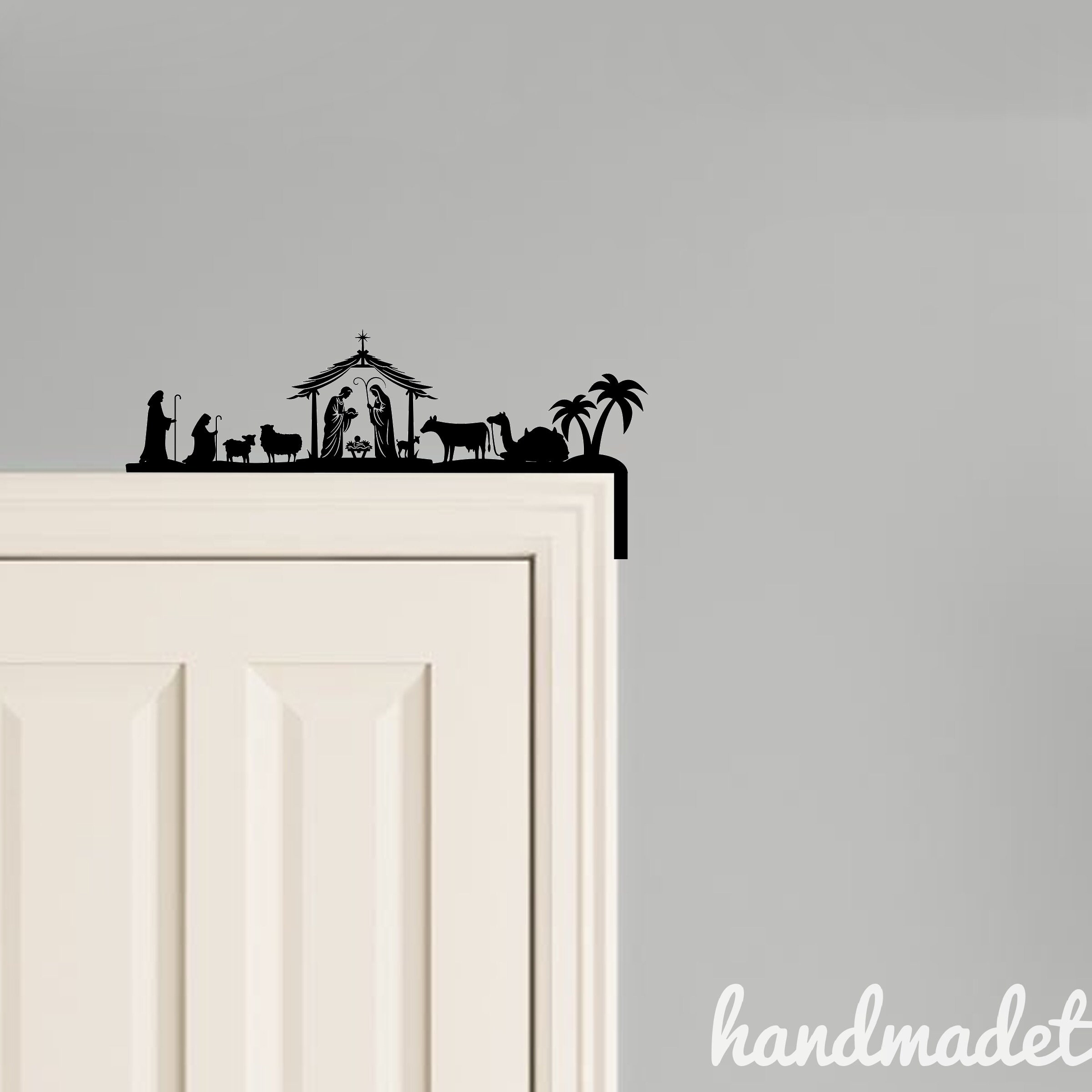 Personalized Nativity Scene Door Corner, Holy Family Metal Door Topper ...