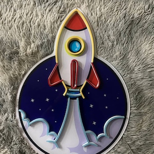 Spaceship Led Sign, Rocket Neon Sign, Wall Decor, Spaceship Art Sign ...