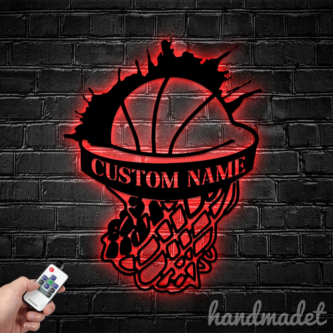 Personalized Basketball Metal Sign, Basketball Ball Metal Light ...