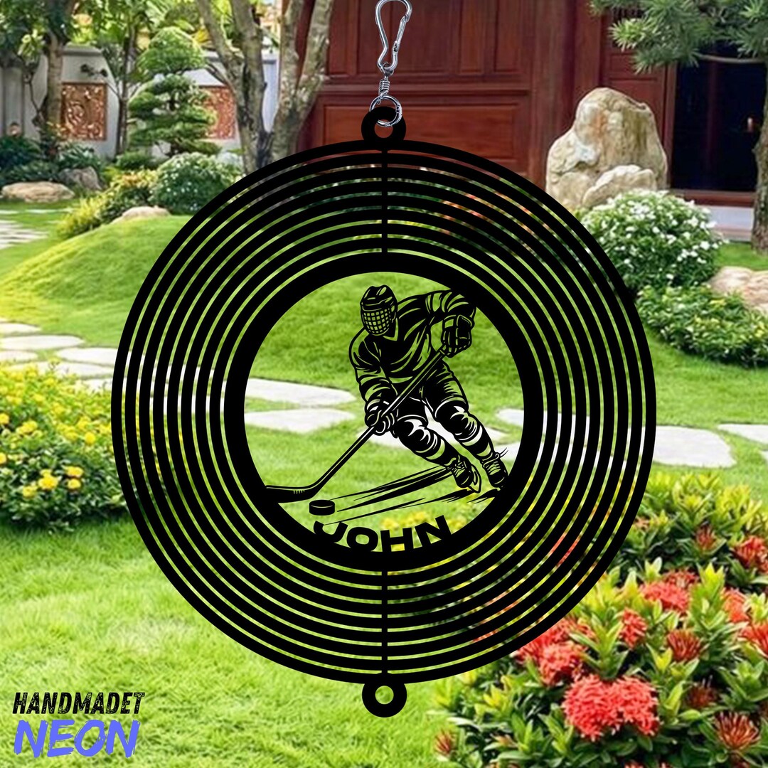 Personalized Ice Hockey Metal Wind Spinner, Custom Name Hokey Player ...