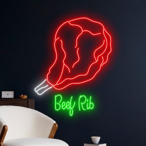 Beef Ribs Neon Light, Beef Ribs Neon Sign, Meat Led Light, Grill Led ...