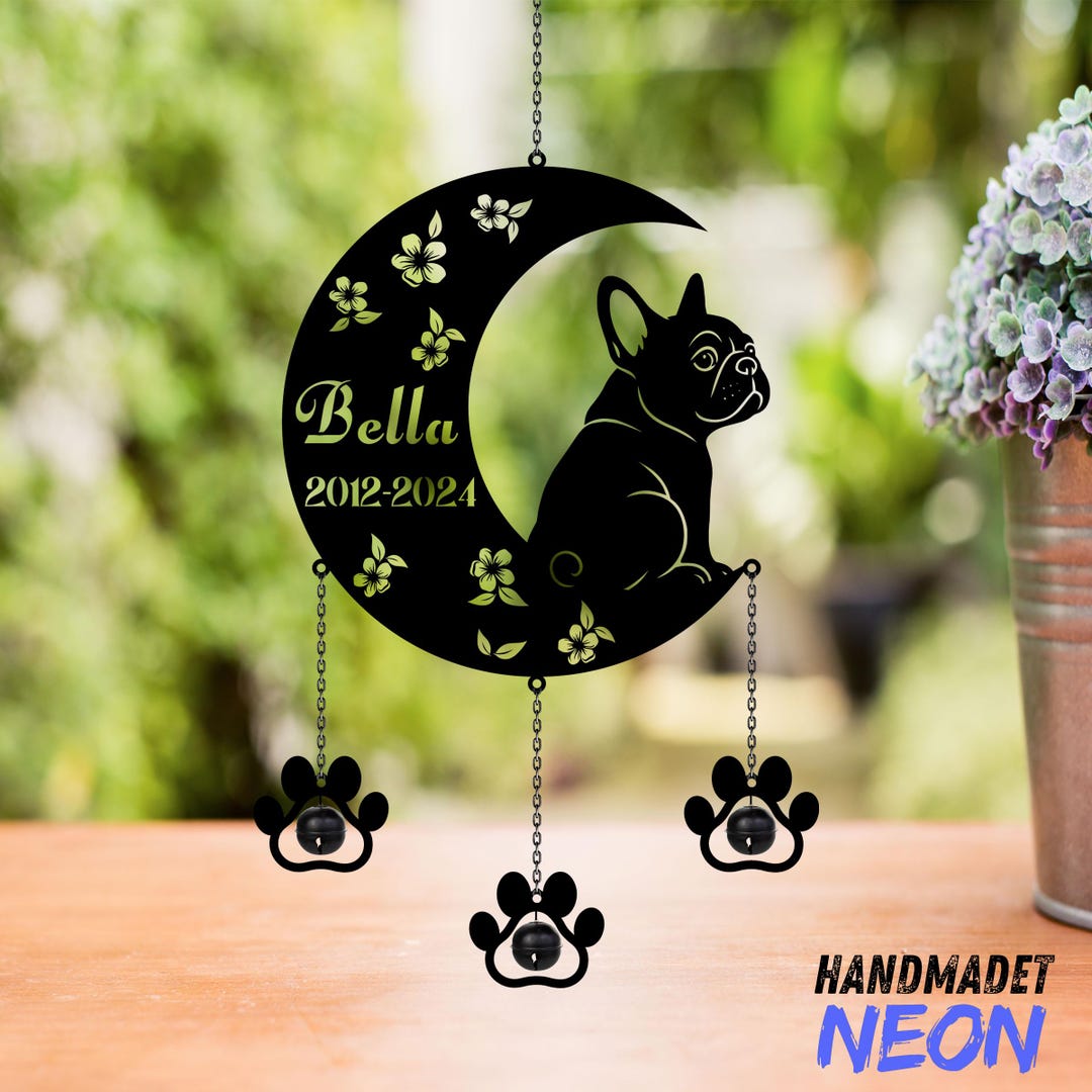 Personalized French Bulldog Memorial Metal Wind Chimes Rattle, Custom ...