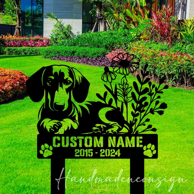Custom Dachshund Memorial Stake, Dachshund Metal Stakes Sign, Dog Grave ...