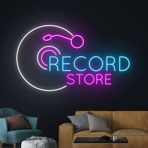 Record Store Led Sign, Recorder Neon Light, Disc Player Neon Sign ...