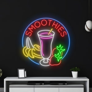 Smoothie Neon Sign, Smoothie Strawberry Banana LED Light, Smoothie ...