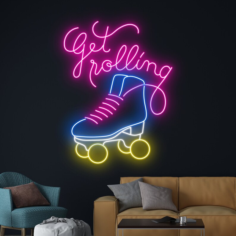 Get Rolling Roller Skate Neon Sign, Rolling Skate Led Sign, Roller ...