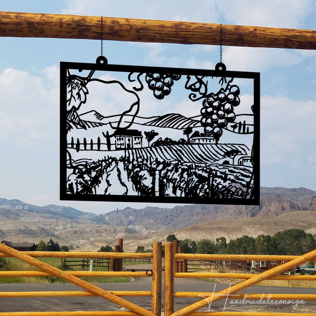 Custom Outdoor Vineyard Farm Metal Sign Art Hanging - Personalized ...