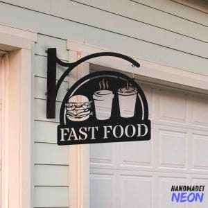 Personalized Fast Food Hanging Sign, Burger Restaurant Outdoor Hanging Sign, Burger Shop Metal ...
