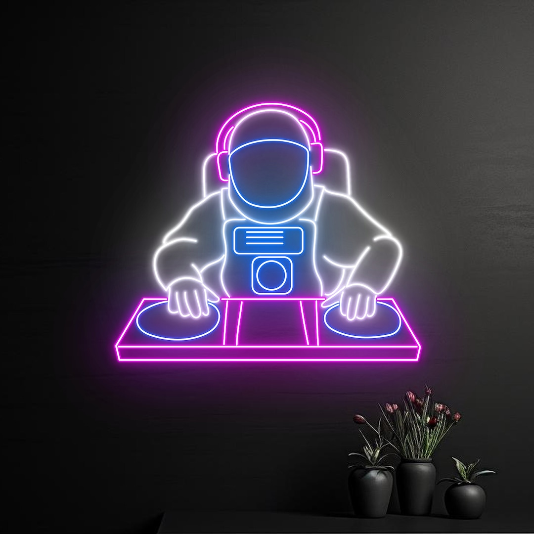 Astronaut DJ Neon Sign, DJ Astronaut Led Sign, Astronaut Playing Music ...