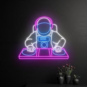 Astronaut DJ Neon Sign, DJ Astronaut Led Sign, Astronaut Playing Music ...