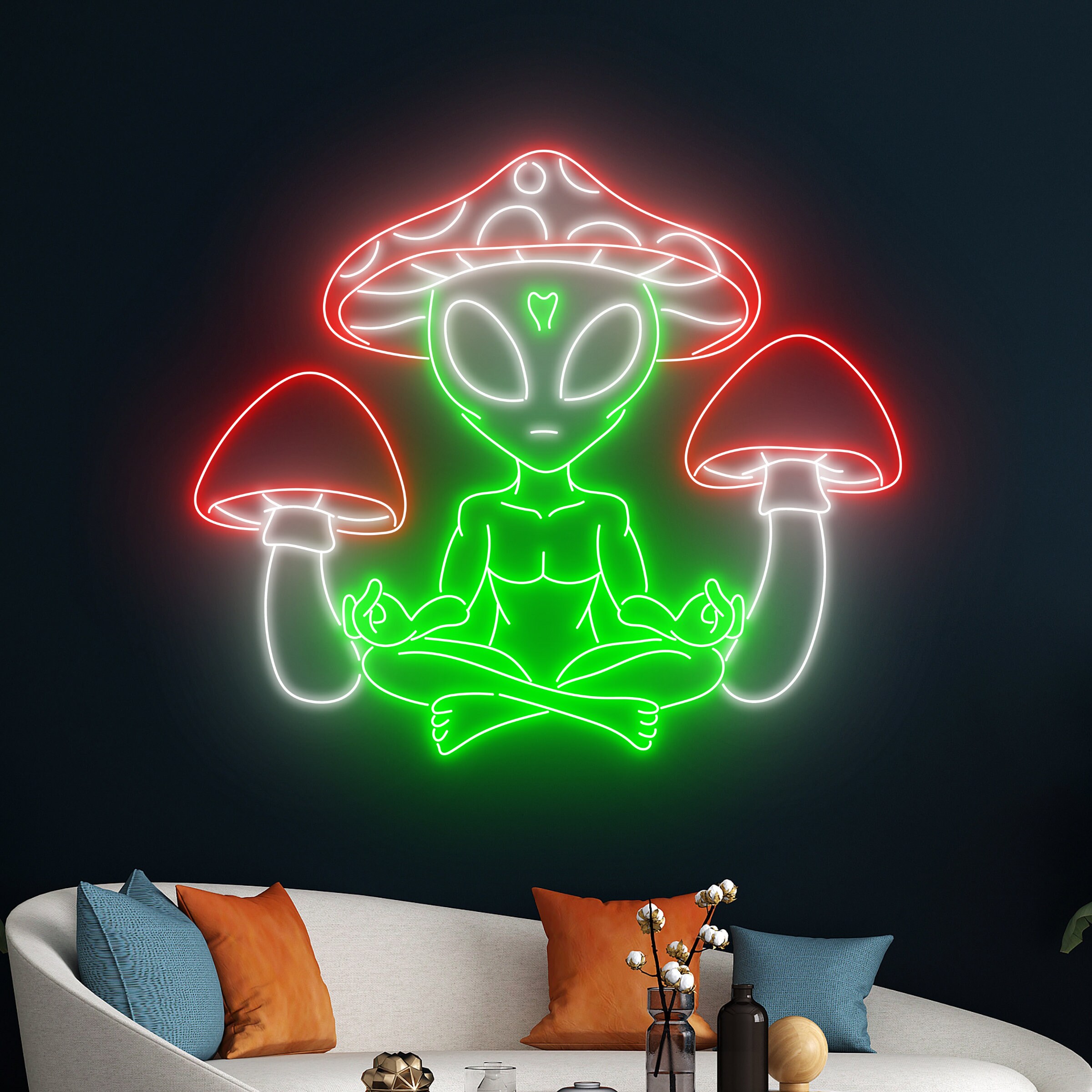 Mushroom Alien Led Sign,alien Neon Sign, Mushroom Alien Led Light ...