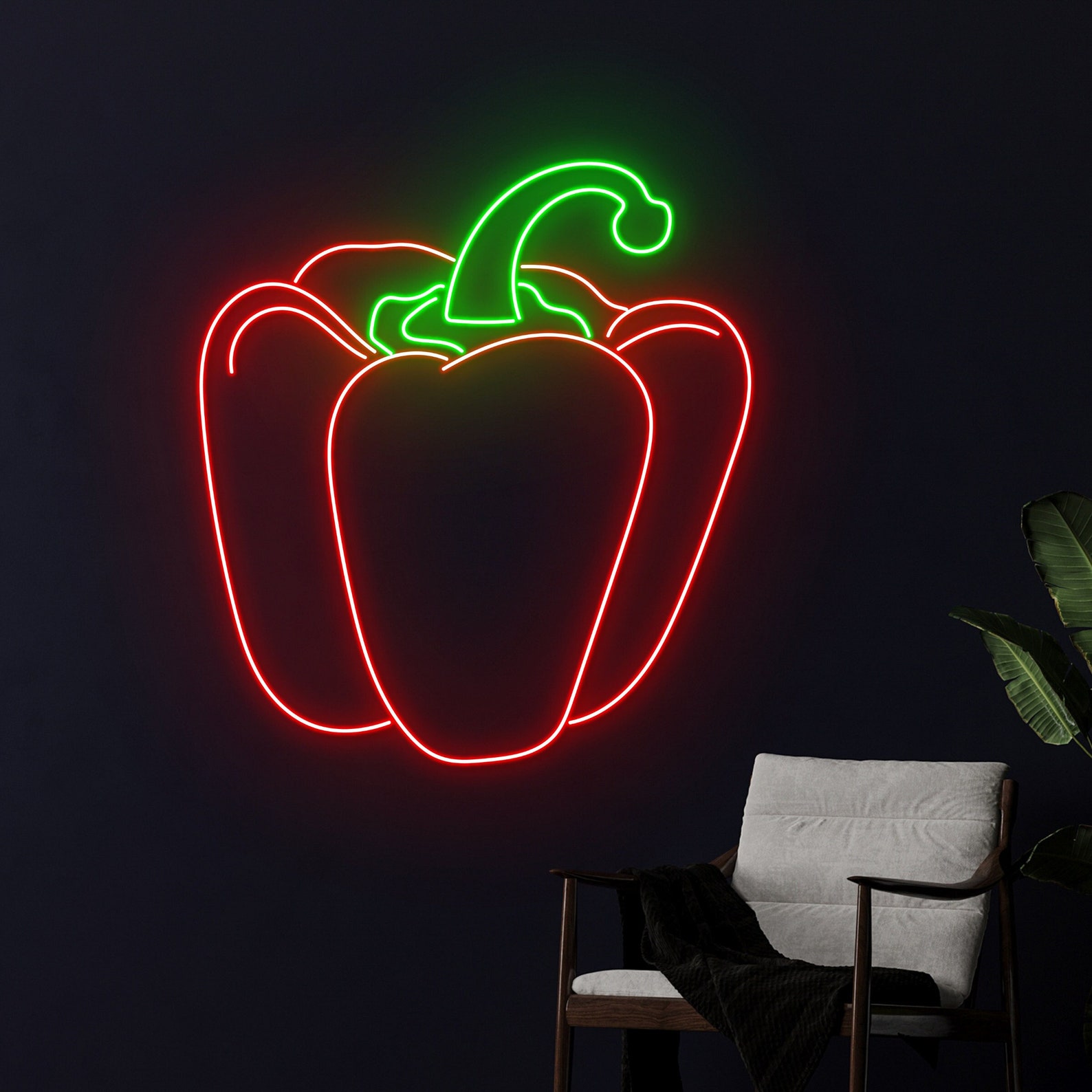 Bell Pepper Neon Sign, Pepper LED Light, Chili Neon Light, Hot Food ...