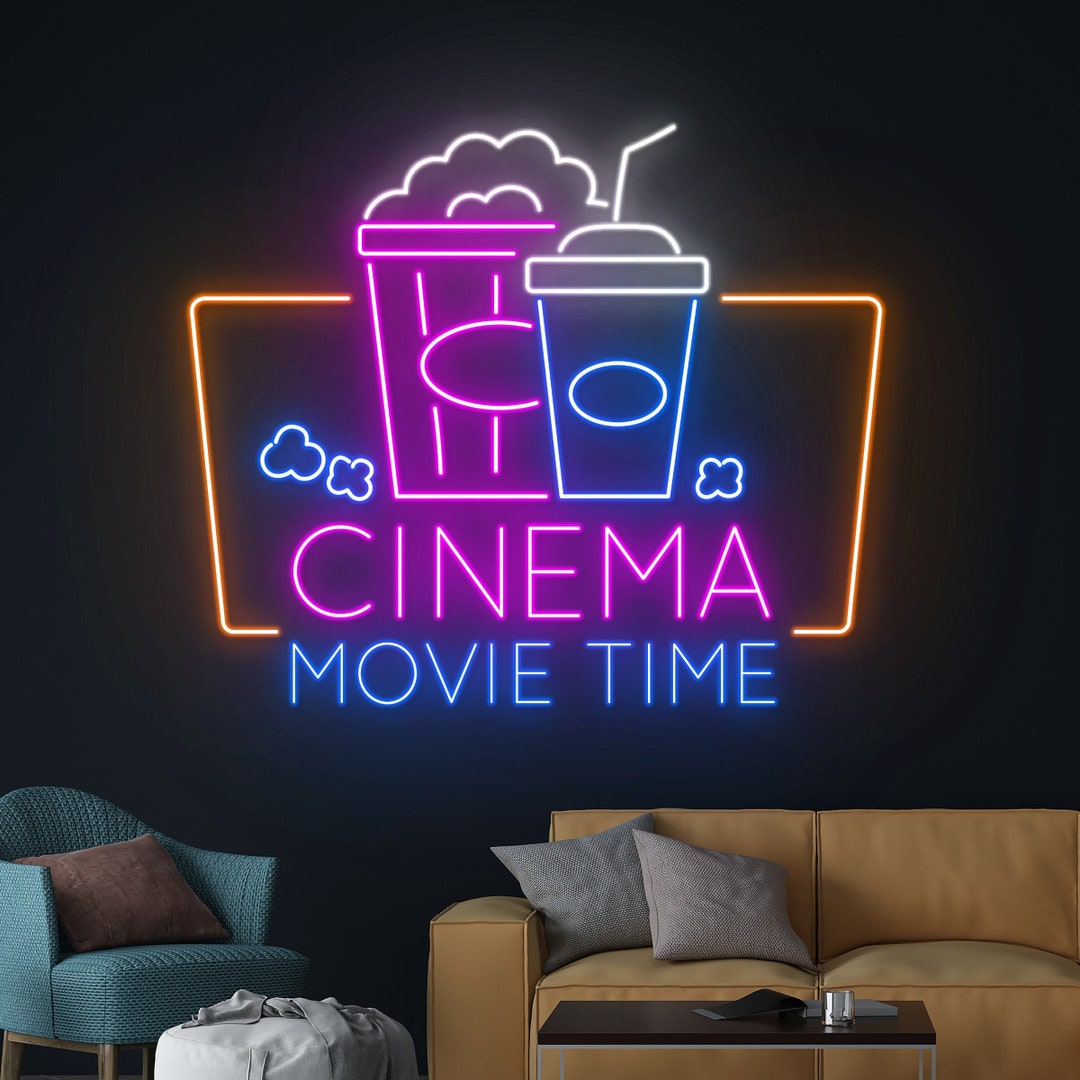 Cinema Neon Sign, Movie Time Neon Light, Movie Theater Led Light ...
