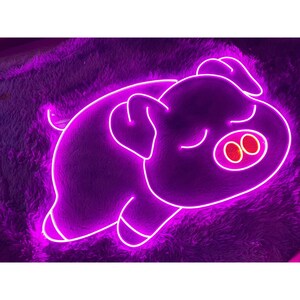 Custom Pig Led Sign, Laying Down Pig Led Light, Sleeping Pig Neon Sign ...