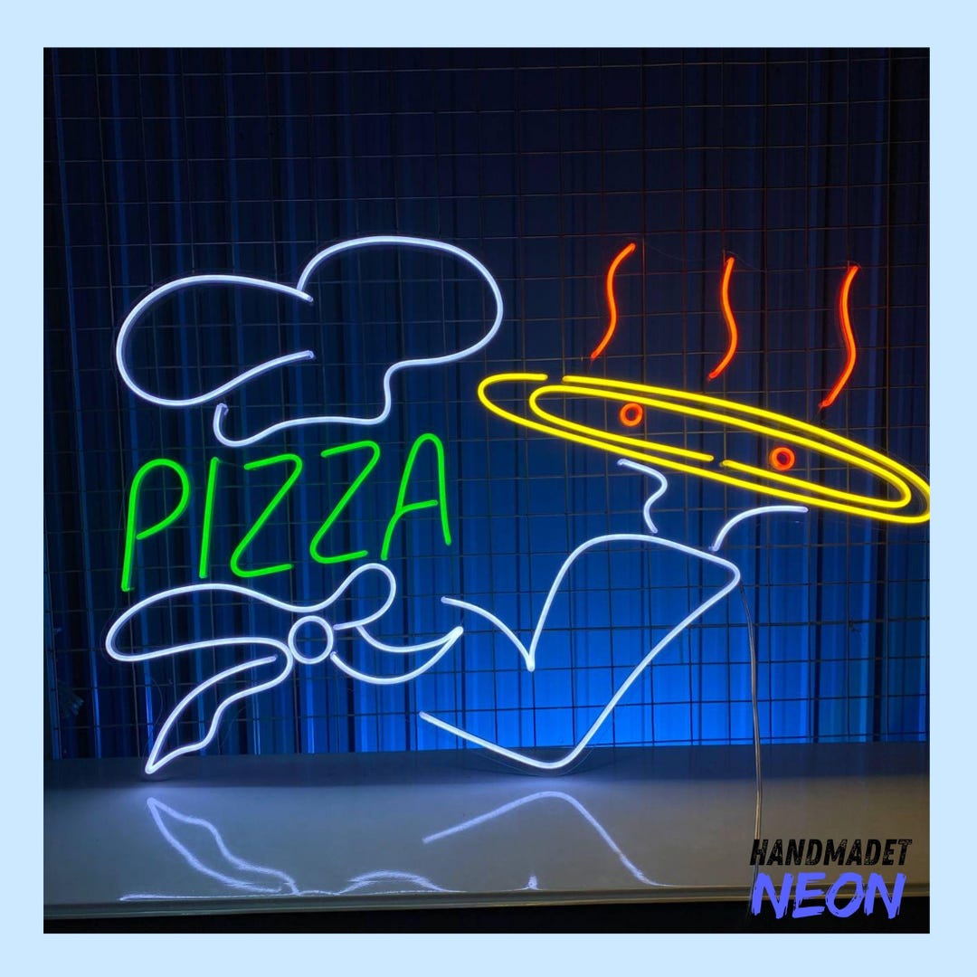 Pizza Chef Neon Sign, Pizza Slice Led Sign, Italian Pizza Neon Light ...