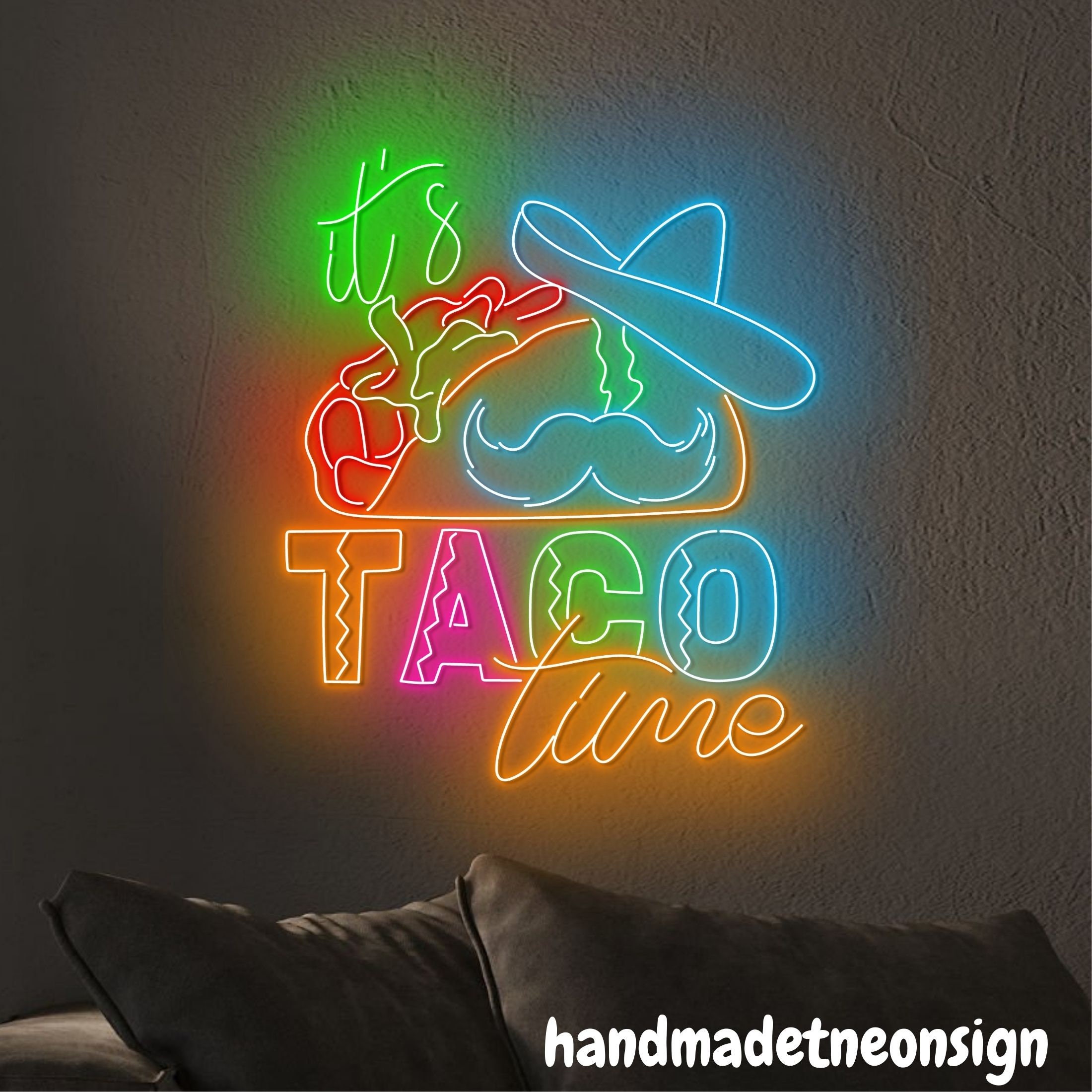 It's Taco Time Neon Sign, Tacos Led Sign, Mexico Tacos Led Light, Tacos ...