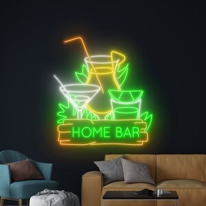 Home Bar Neon Sign, Bar Logo LED Light, Cocktail Wine Bar Neon Light ...