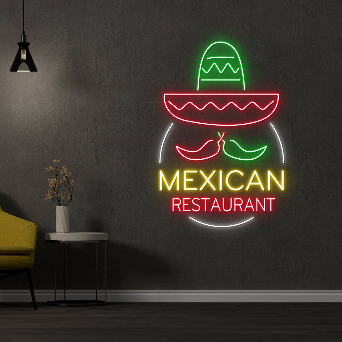 Mexician Restaurant Neon Sign, Mexican Fresh Food Neon Sign, Wall Decor ...