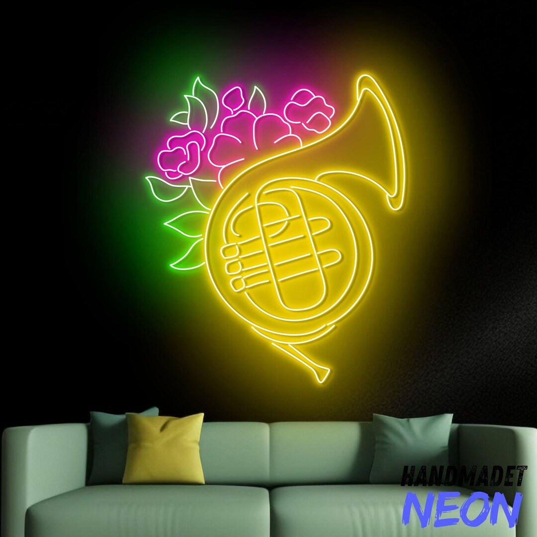 Floral Tuba Neon Sign, Tuba Flower Led Sign, Tuba Music Neon Light ...