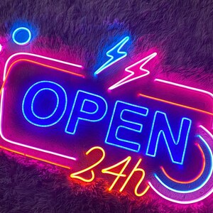 Open 24h Led Sign, Vertical Open Led Sign, Wall Decor, Bar Neon Sig ...