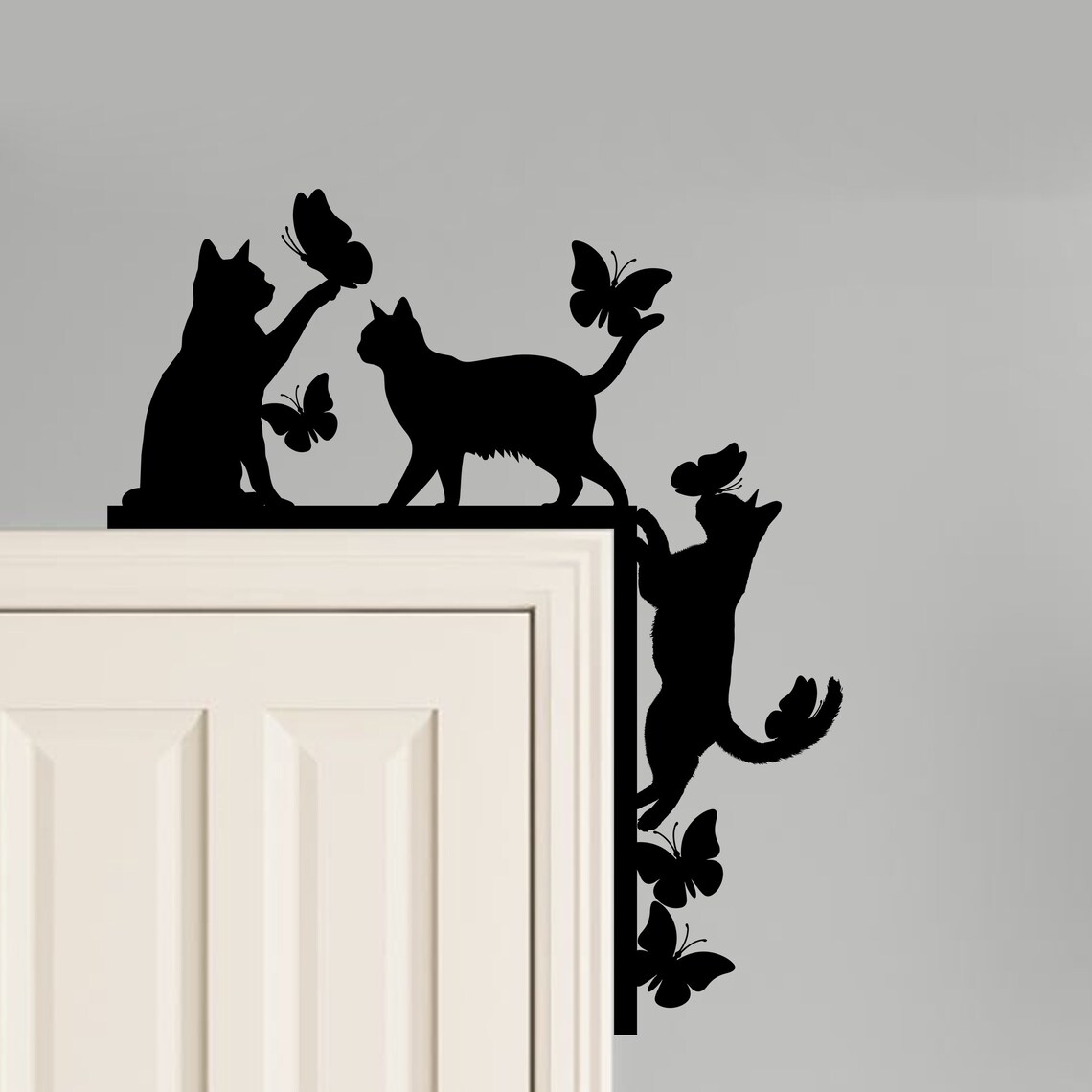 Personalized Cat Door Corner Metal Wall Art, Custom Cat Metal Sign Door ...