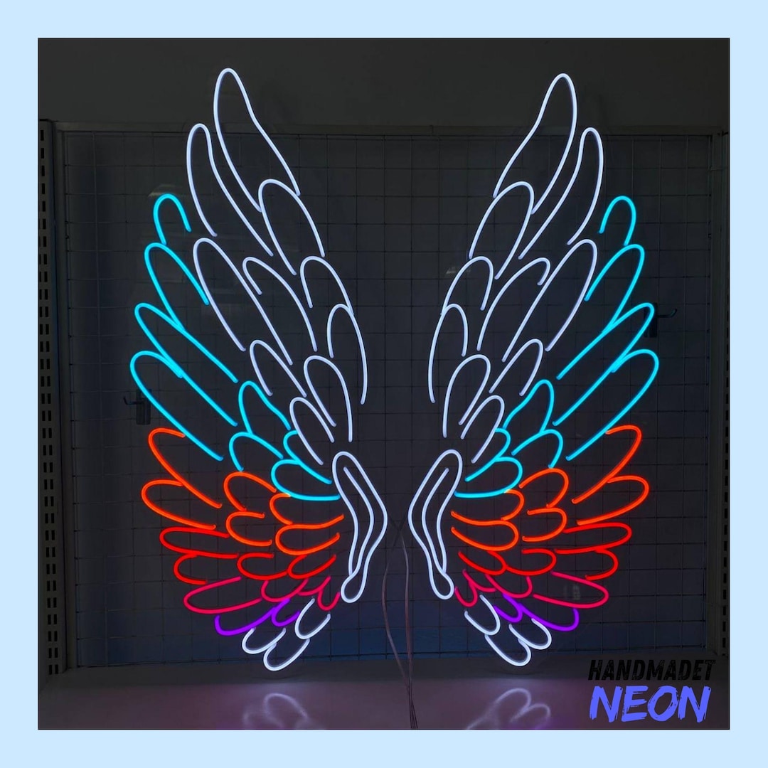 Angle Wings Neon Sign, Wings Led Sign, Colorful Wings Neon Light, Angel ...