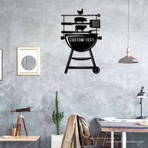 Personalized BBQ Griller Metal Wall Art LED Light Custom Backyard Grill ...