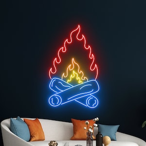 Fire Flame Neon Sign, Flame Neon Light, Flame Fire Led Sign, Burning ...