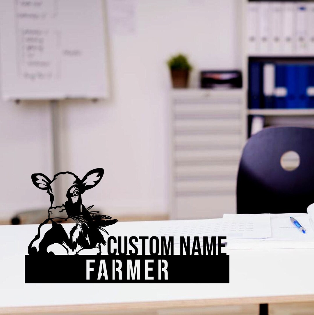 Custom Cow Farmer Desk Name Plate, Cow Farmer Metal Nameplate for Desk ...