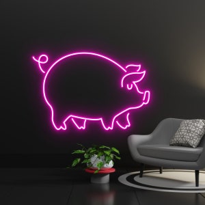 Cute Pig Led Sign, Pig Neon Sign, Wall Decor, Pig Led Light, Custom ...