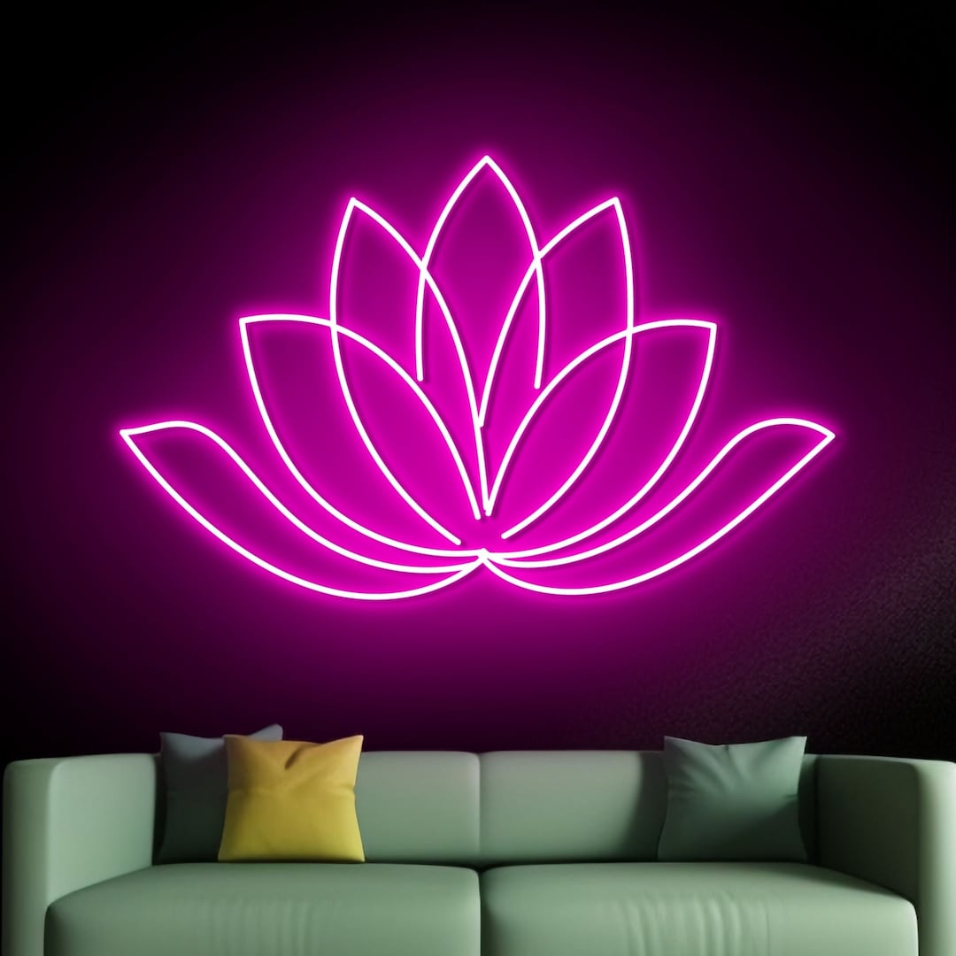 Lotus Neon Wall Sign, Flower Led Wall Sign, Floral Neon Wall Light ...