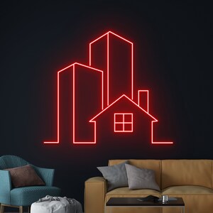 House Building Led Sign, Real Estate Neon Light, Real Estate Neon Sign ...