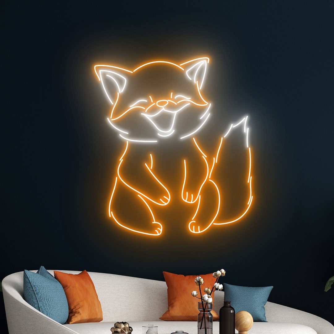 Smiling Fox Neon Light, Cute Fox Led Sign, Fox Neon Sign, Fox Led Light ...