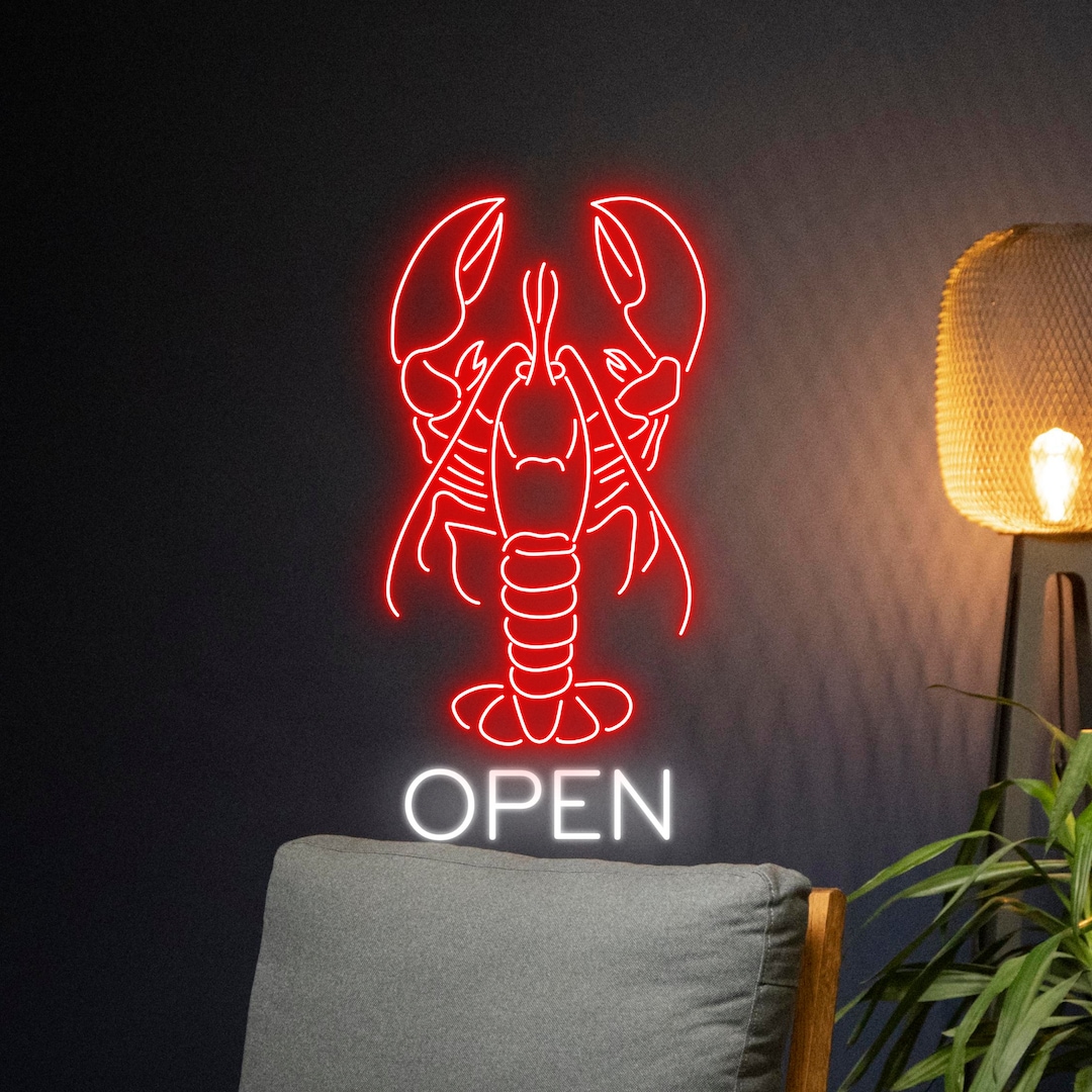 Lobster Open Neon Sign, Open Lobster Led Sign, Lobster Led Light ...