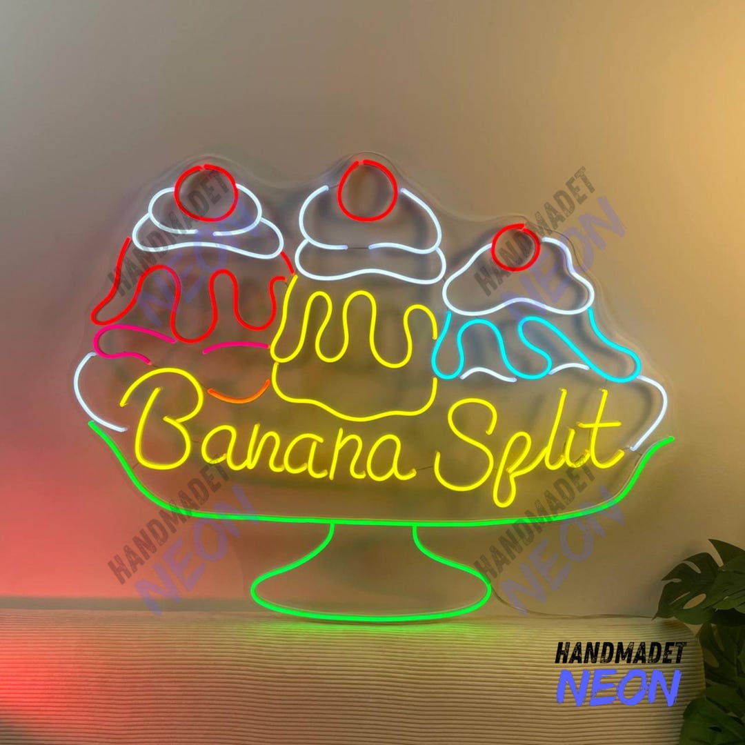 Banana Split Neon Sign, Banana Split Led Sign, Banana Ice Cream Led ...