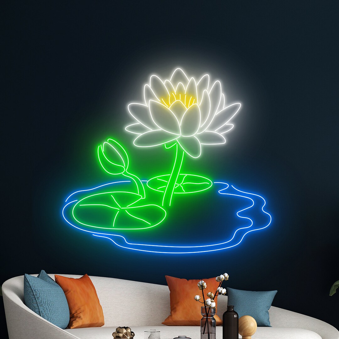 Water Lily Flower Neon Light, Water Lily Pond Led Light, Water Lily ...