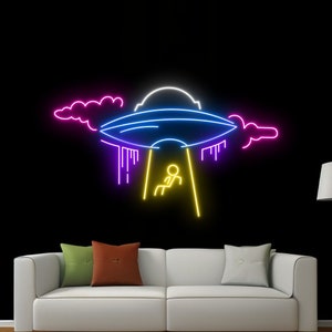 Flying UFO Neon Sign, UFO Universal Led Sign, UFO Space Neon Light ...
