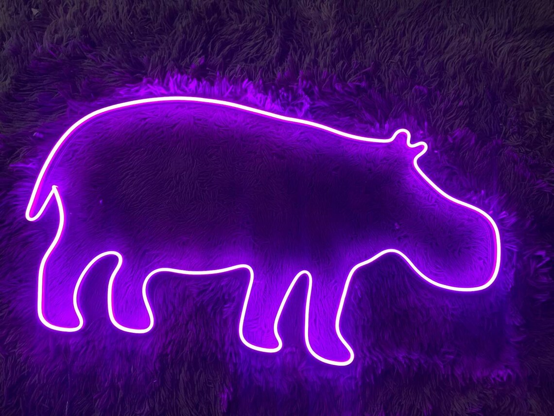 Hippo Neon Sign, Hippo Dog Led Sign, Hippo Led Sign, Custom Neon Sign ...