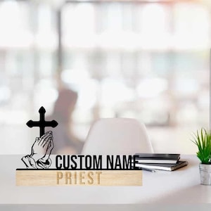 Custom Priest Desk Name Plate, Priest Metal Nameplate for Desk, Priest ...