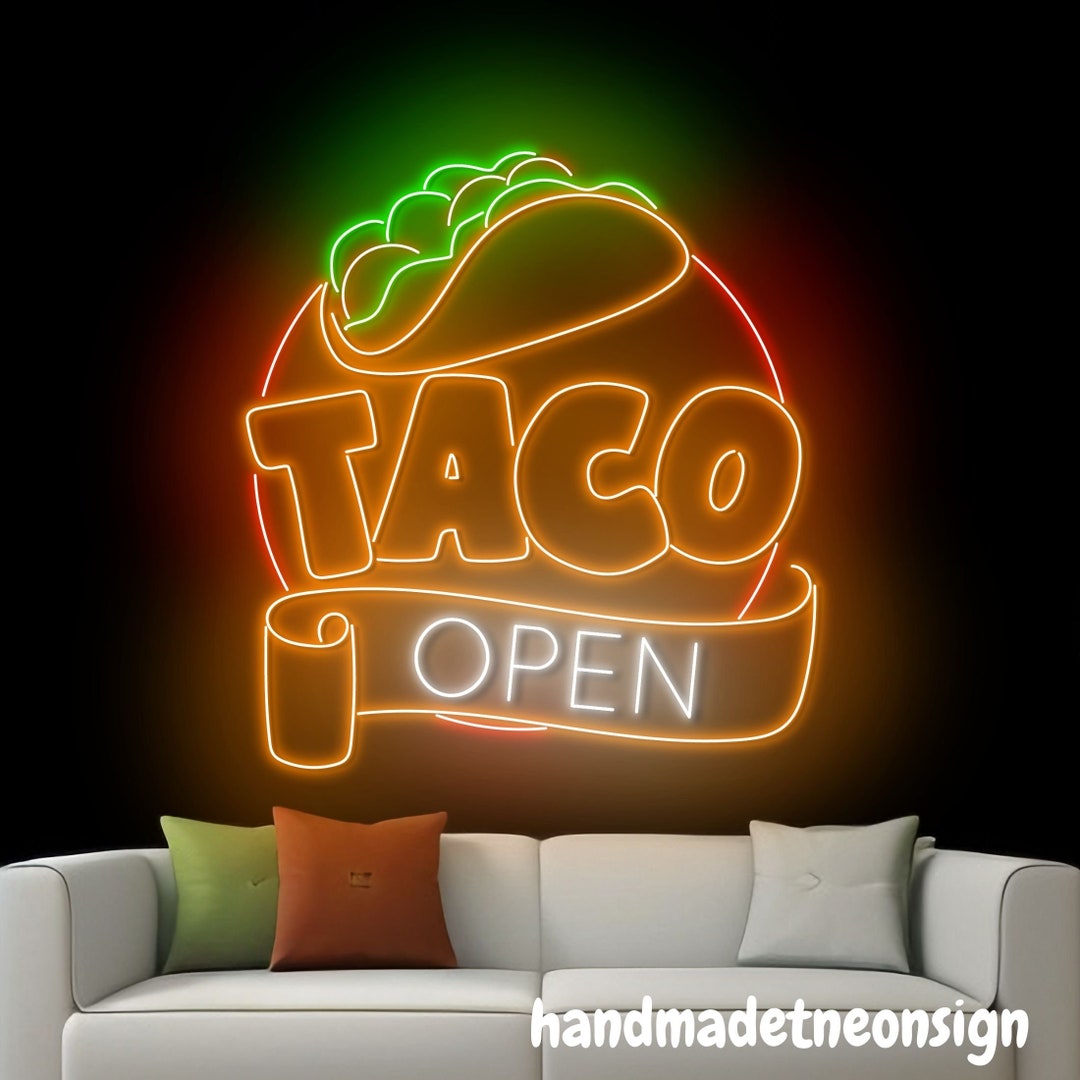 Taco Open Neon Sign, Tacos Led Sign, Mexico Tacos Led Light, Cool Tacos ...