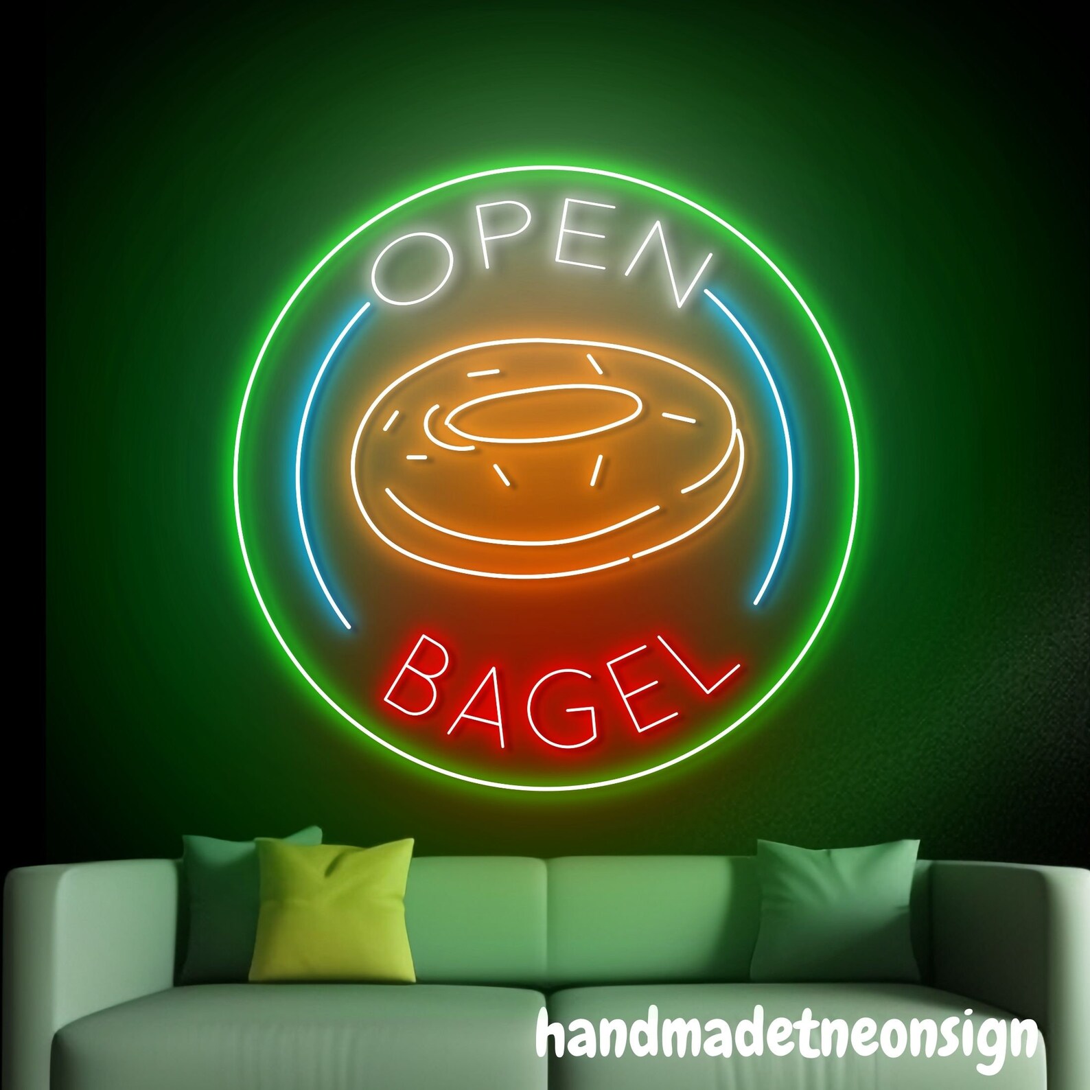 Bagel Open Neon Sign, Open Bagel Led Sign, Bagel Cake Neon Light, Cake ...