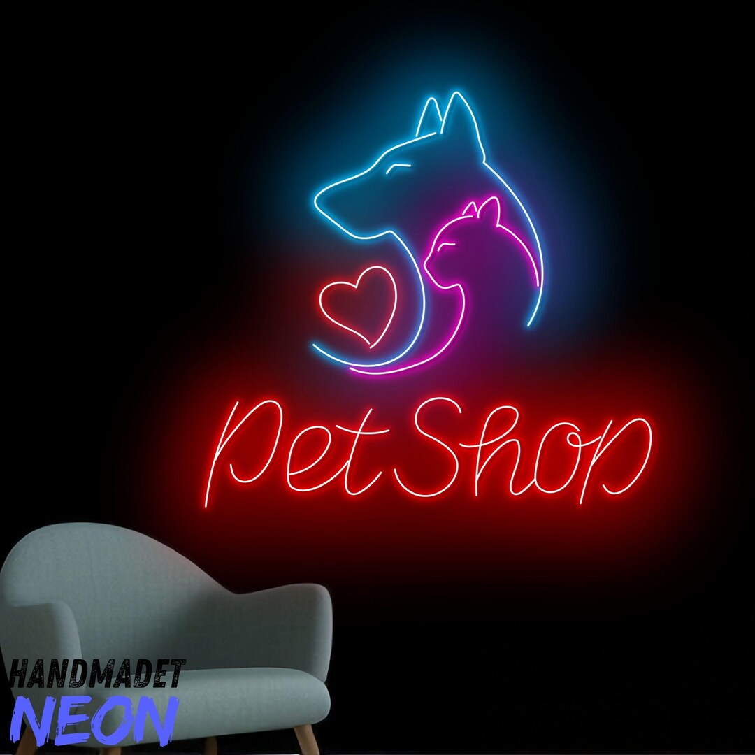 Pet Shop Neon Sign, Dog Cat Led Sign, Pet Spa Neon Light, Pet Animal ...