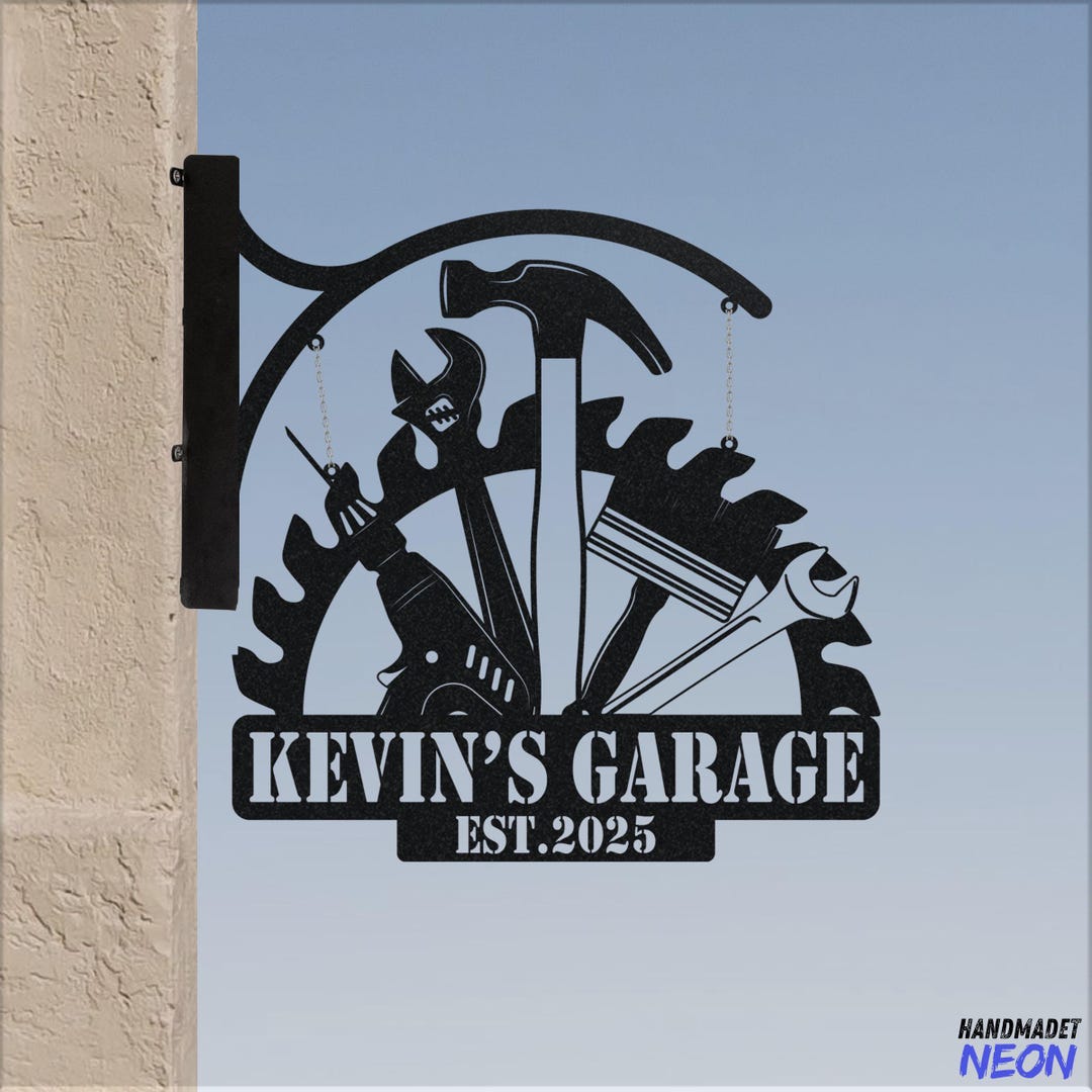 Personalized Garage Hanging Sign, Garage Mechanic Outdoor Hanging Sign ...