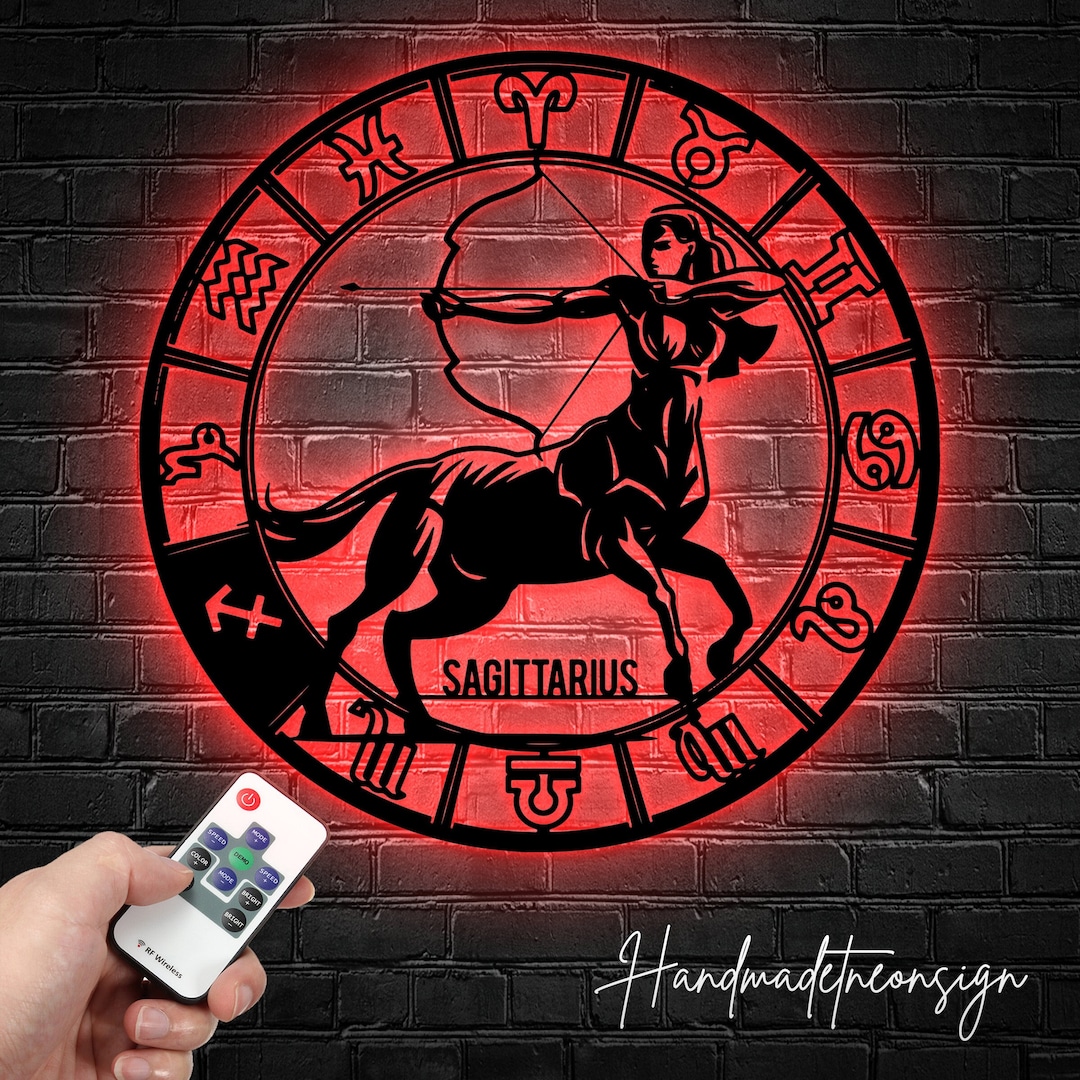 Custom Sagittarius Zodiac Symbol Constellation Stars Metal Wall Art LED ...