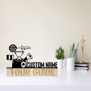 Custom Tour Guide Desk Name Plate, Tour Guide Metal Nameplate for Desk ...