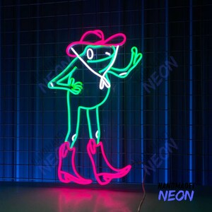 Cowboy Frog Neon Sign, Cowboy Hat Boots Frog Led Sign, Western Frog Led ...