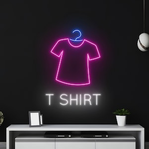 T Shirt Neon Sign, T Shirt Led Sign, Wardrobe Hanger Neon Light ...