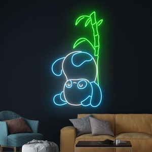 Panda Bamboo Neon Sign, Bamboo Panda Neon Light, Panda Bear Led Light ...
