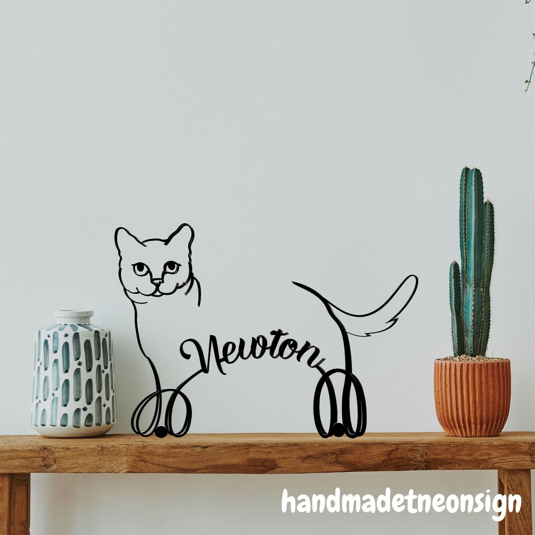 Custom Bombay Cat Metal Desk, Bombay Cat Minimalist Metal Table Sign ...